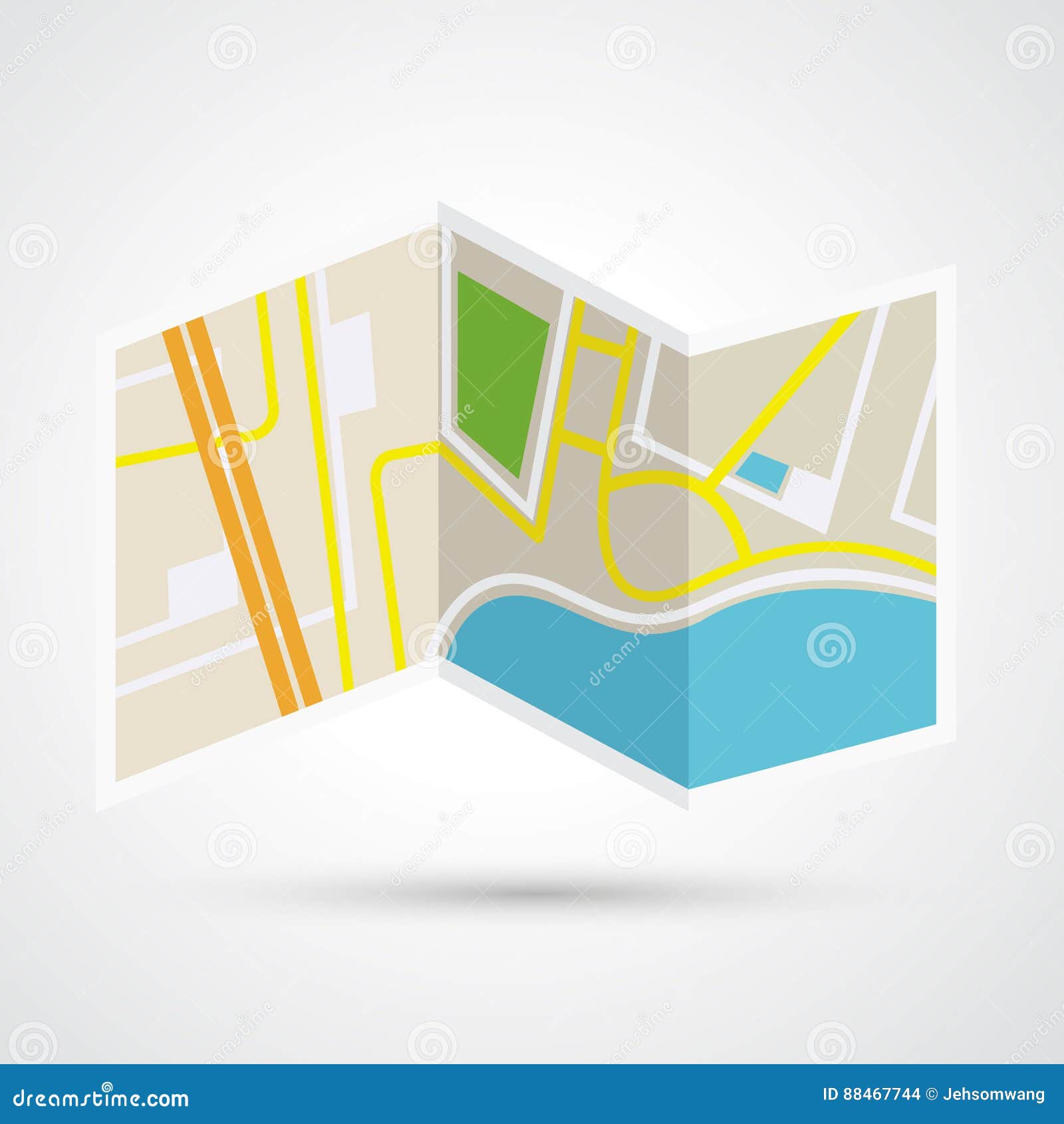 Paper map icon stock vector. Illustration of ideas, locations - 88467744