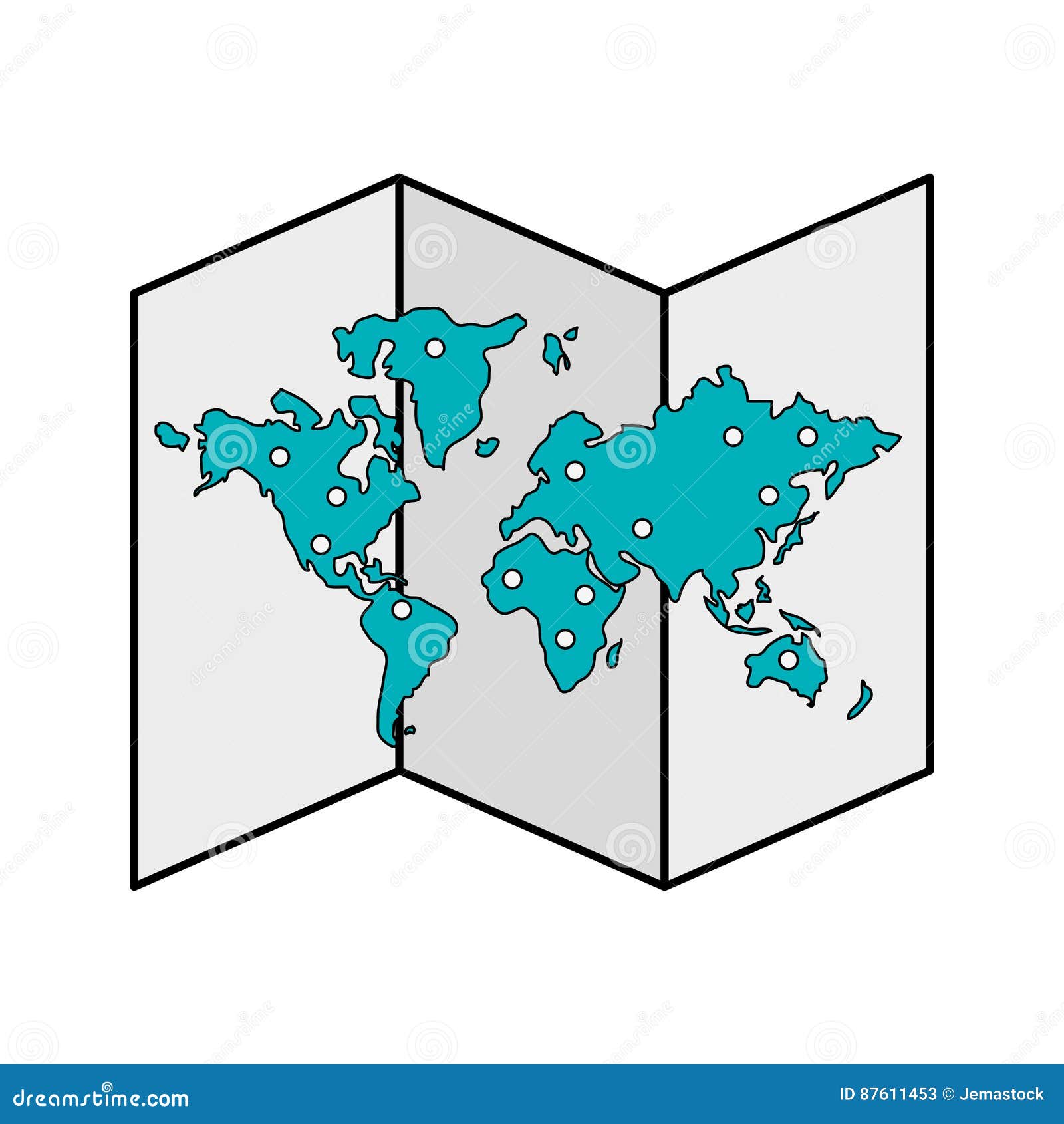 Paper map icon image stock vector. Illustration of globe - 87611453