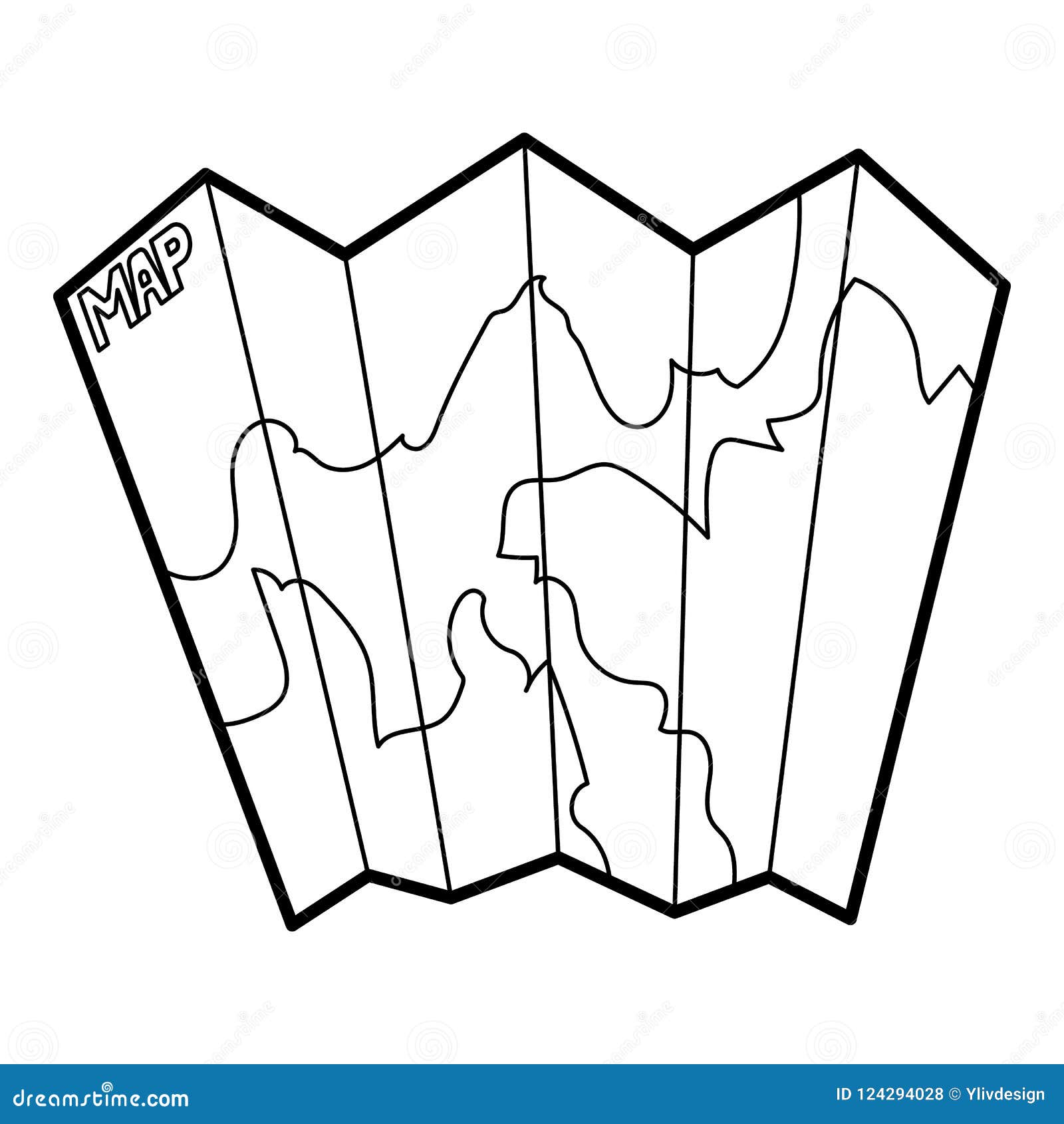 Paper Map Icon, Outline Style Stock Illustration - Illustration of ...