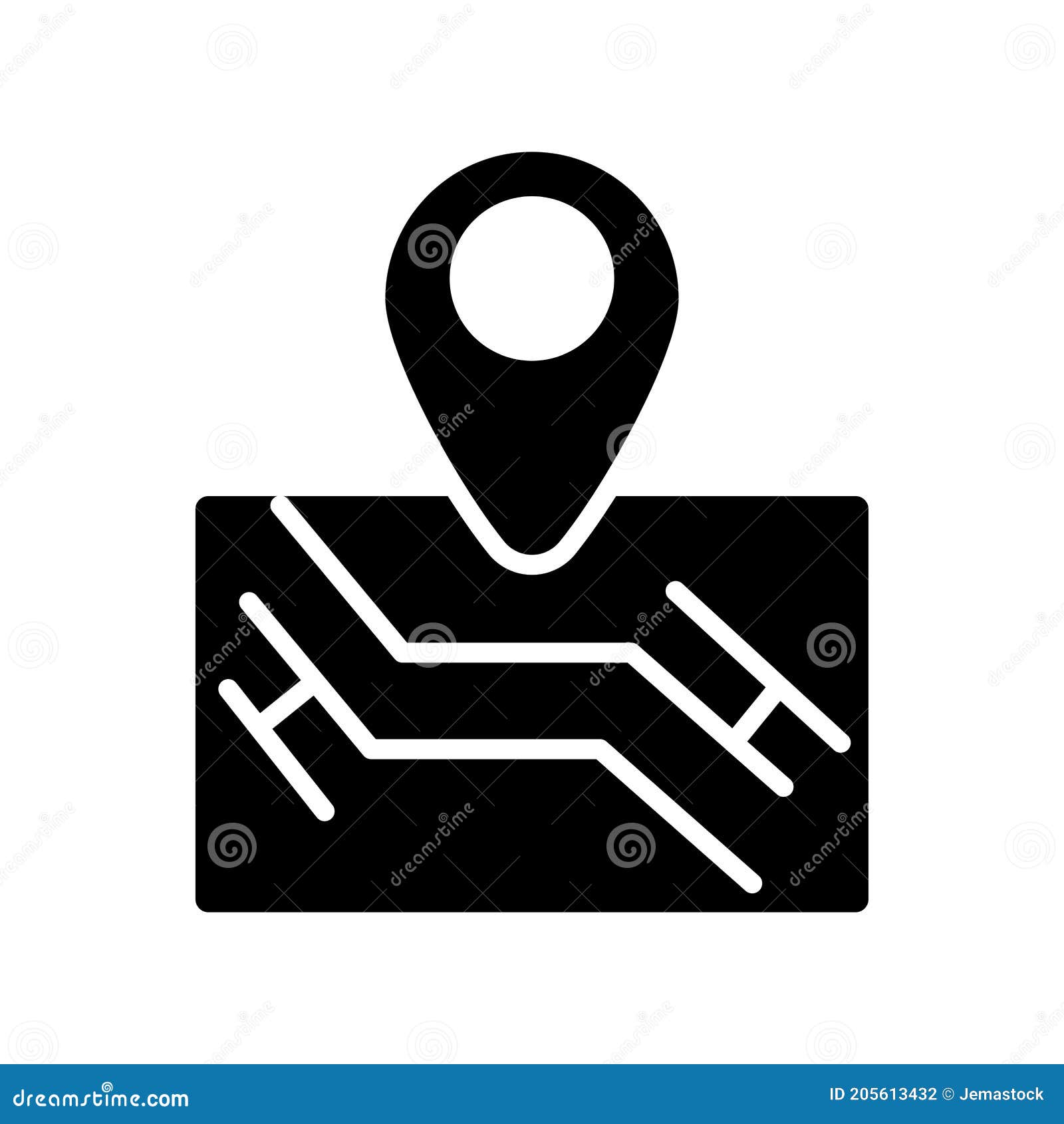 Paper Map with Pin Location Silhouette Style Icon Stock Vector ...