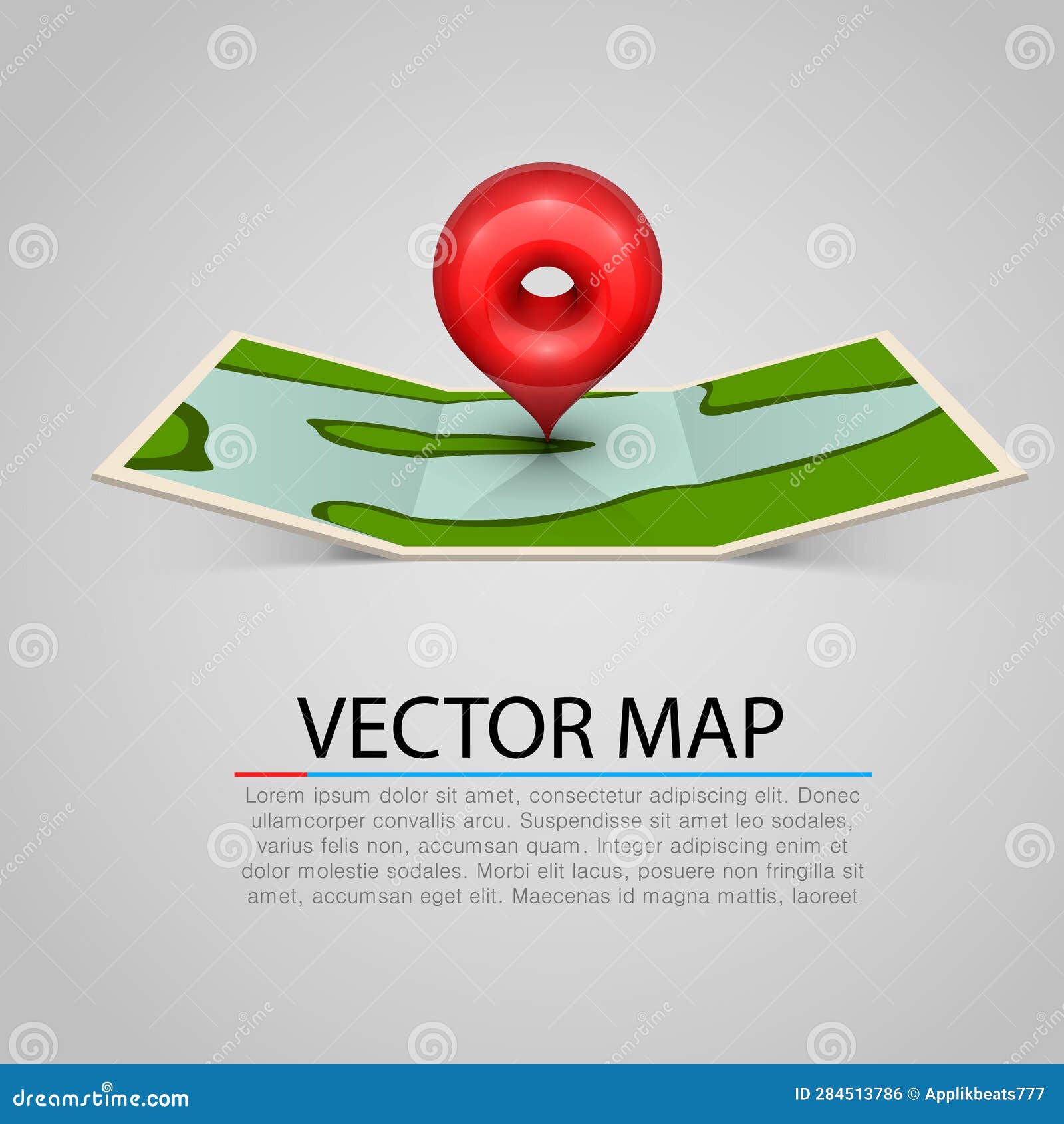 Paper Map Sign with Red Mark Stock Vector - Illustration of ...