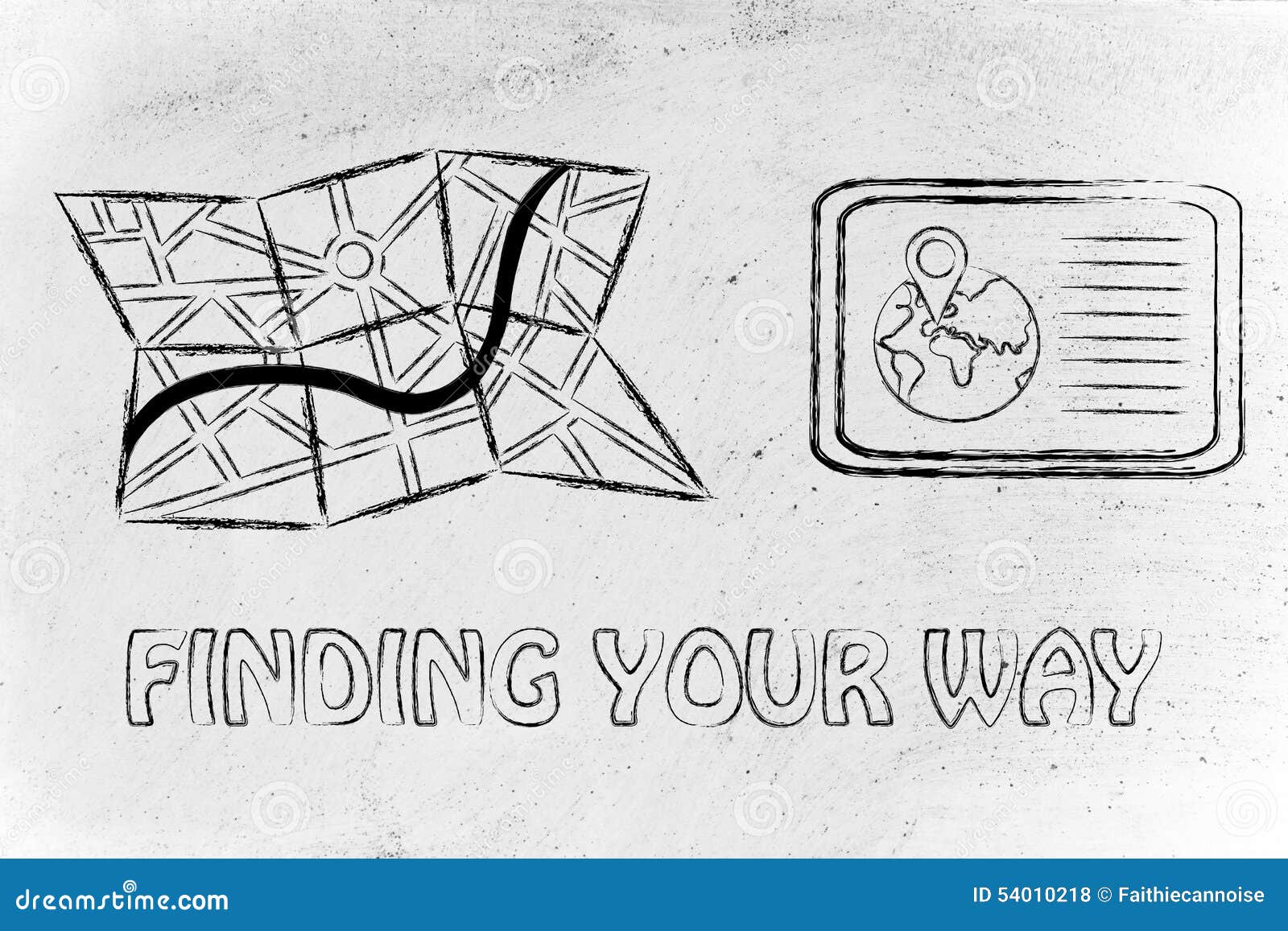 Paper Map and Tablet with Gps Information Stock Photo - Image of sign ...