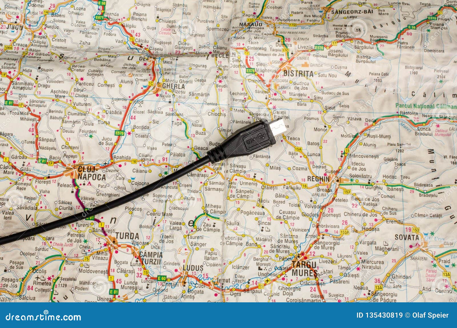 Map with USB cable stock image. Image of charger, comparison - 135430819