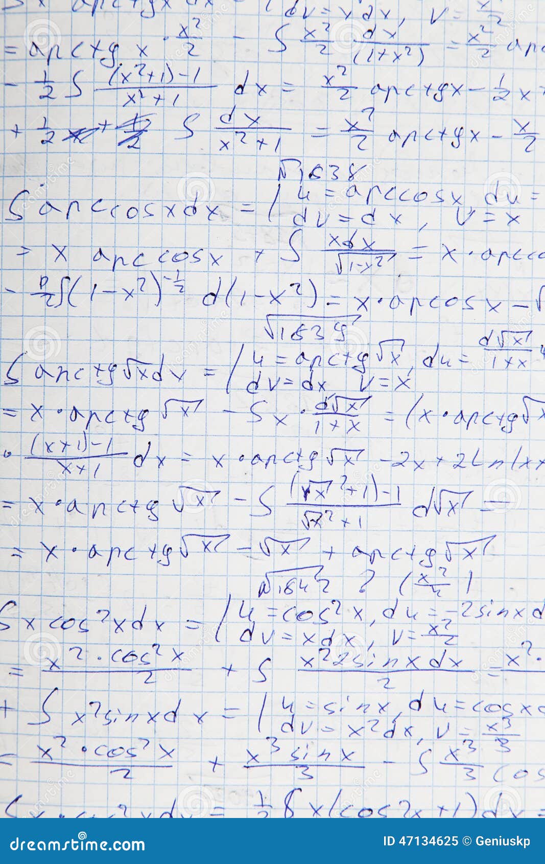 Paper with Mathematical Formulas Stock Image - Image of algebra ...