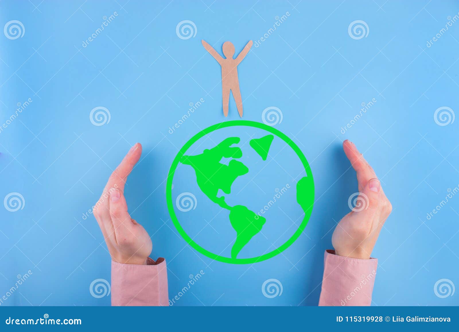 Paper Men Standing on the Earth Stock Photo - Image of opportunity ...