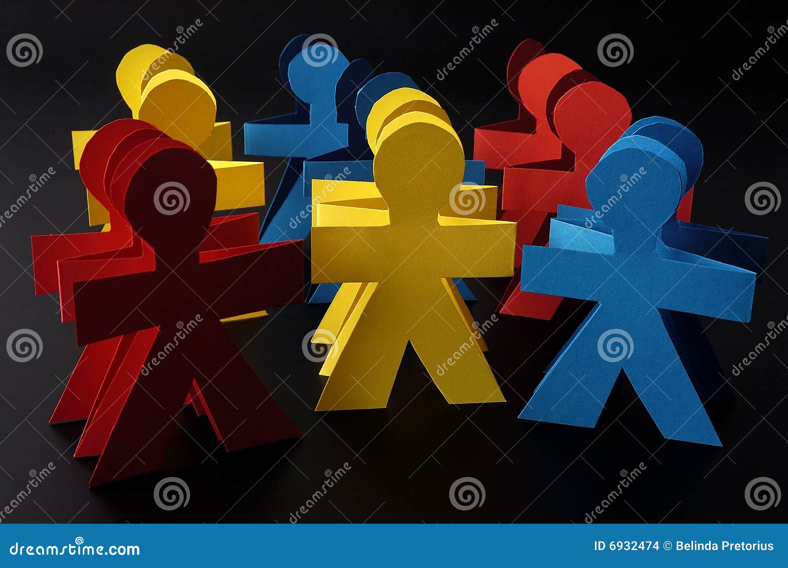 Paper Men Standing Together Stock Photo - Image of blue, people: 6932474