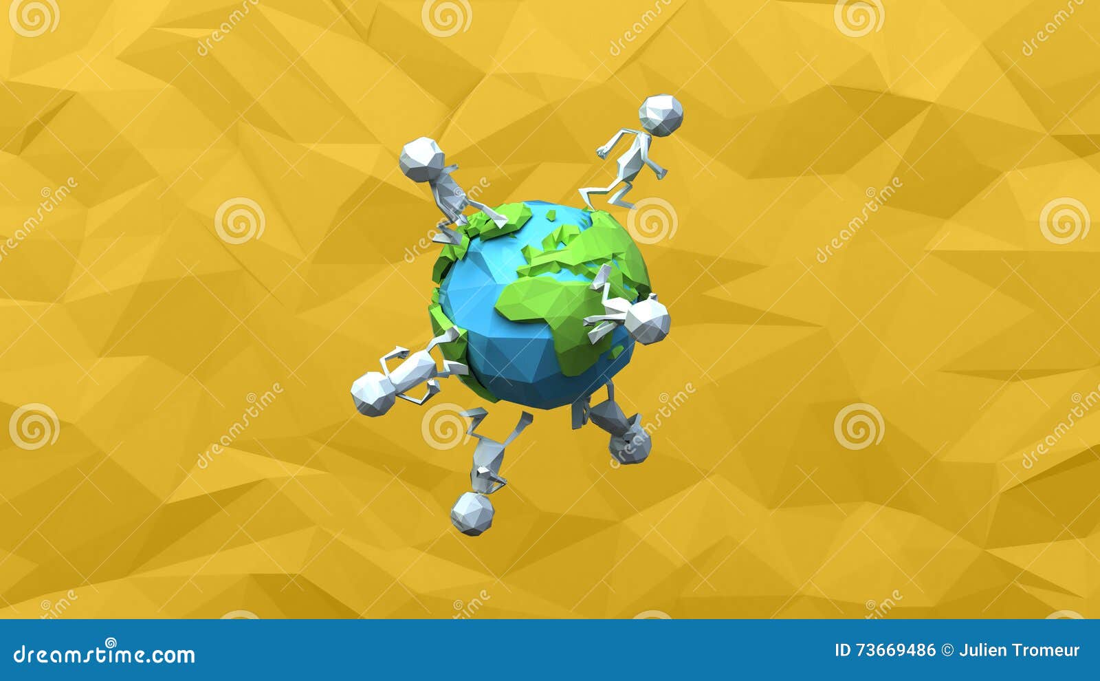 Paper Men Walking Around the Earth Stock Illustration - Illustration of ...