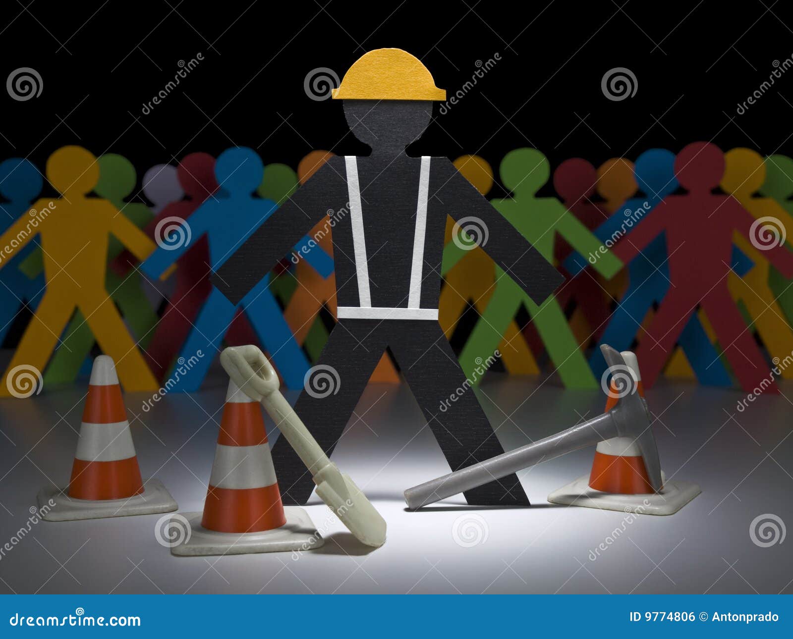 Paper men at work stock photo. Image of group, macro, handyman - 9774806