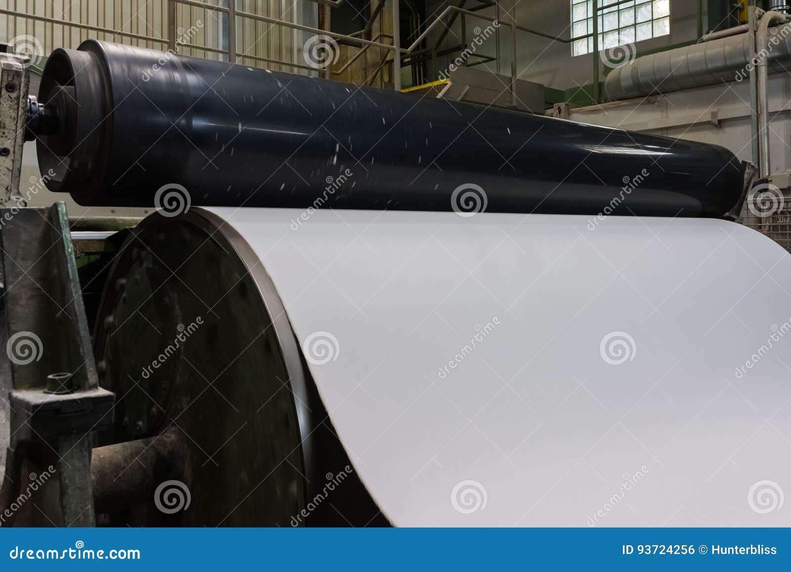 Paper Mesh Production Rollers White Flowing Web White Stack Running ...