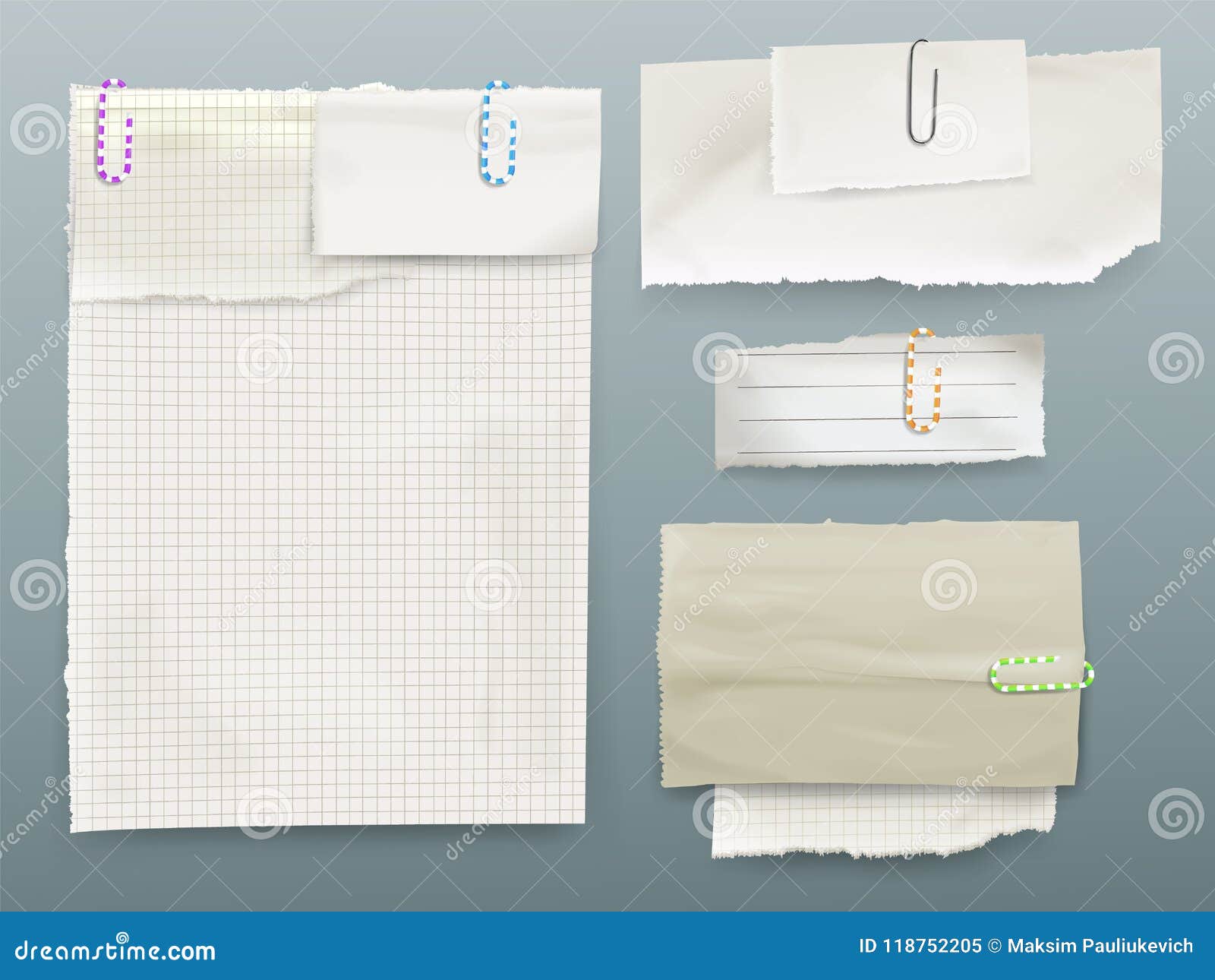 Paper Message Notes on Clips Vector Illustration Stock Vector ...