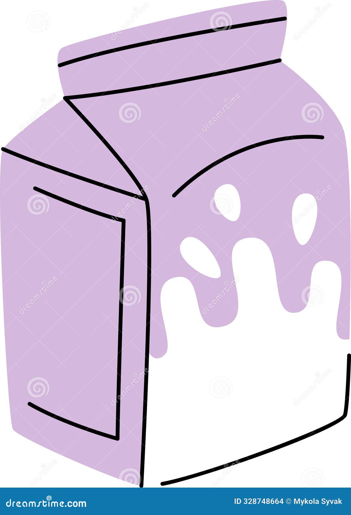 Paper Bag Of Milk Doodle Clipart In Black And Beige Vector Illustration In Hand Drawn Style ...