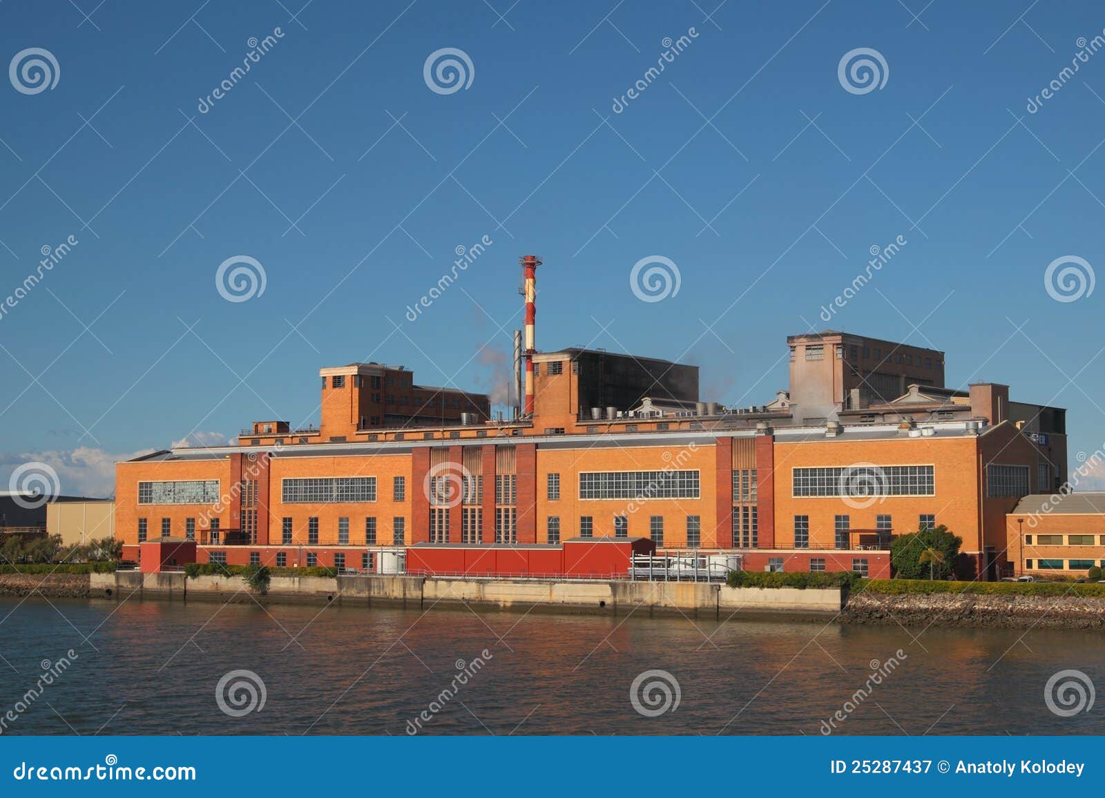 Paper Mill Building on the River Bank Stock Image - Image of stack ...