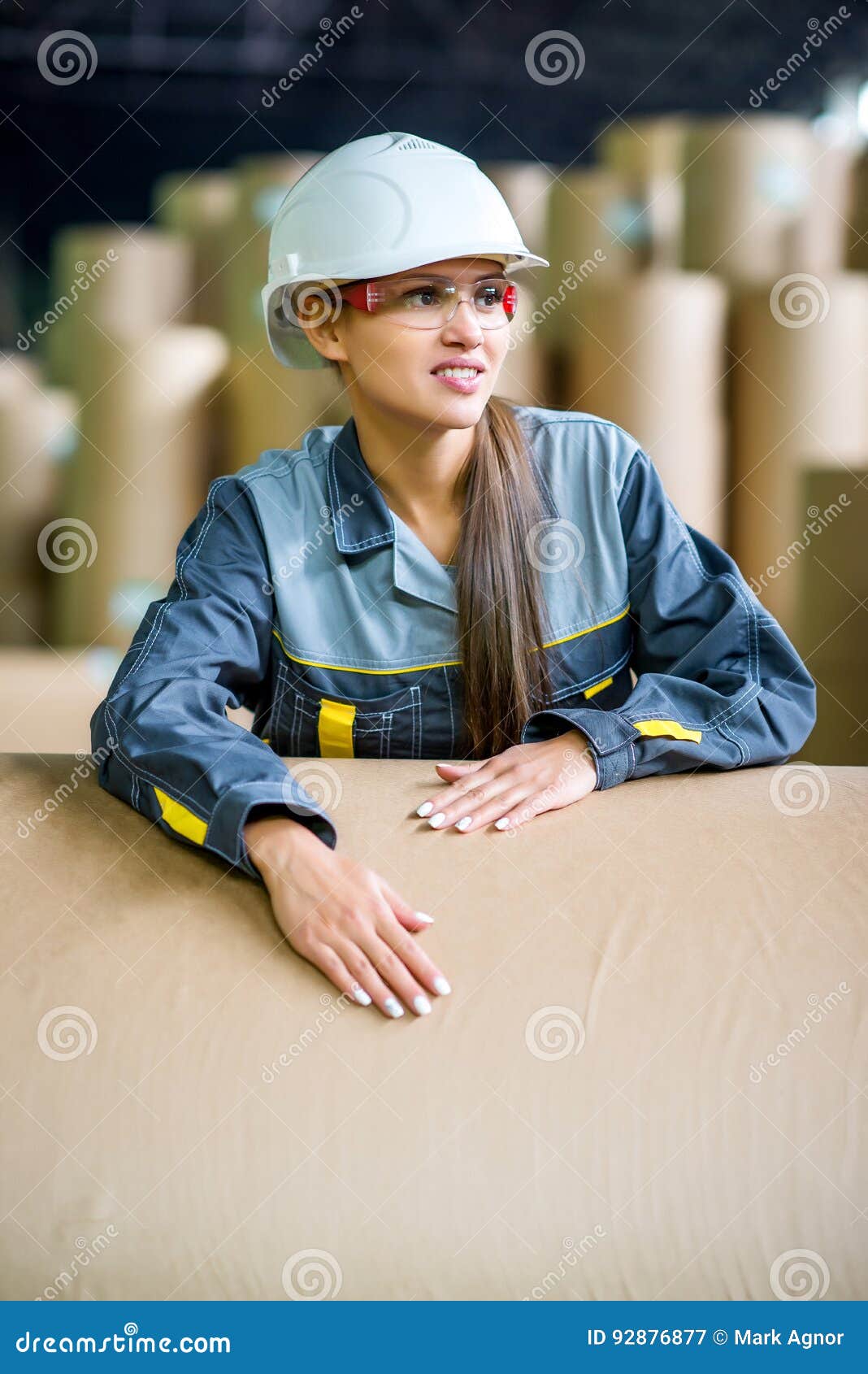 Paper mill factory worker stock image. Image of background - 92876877