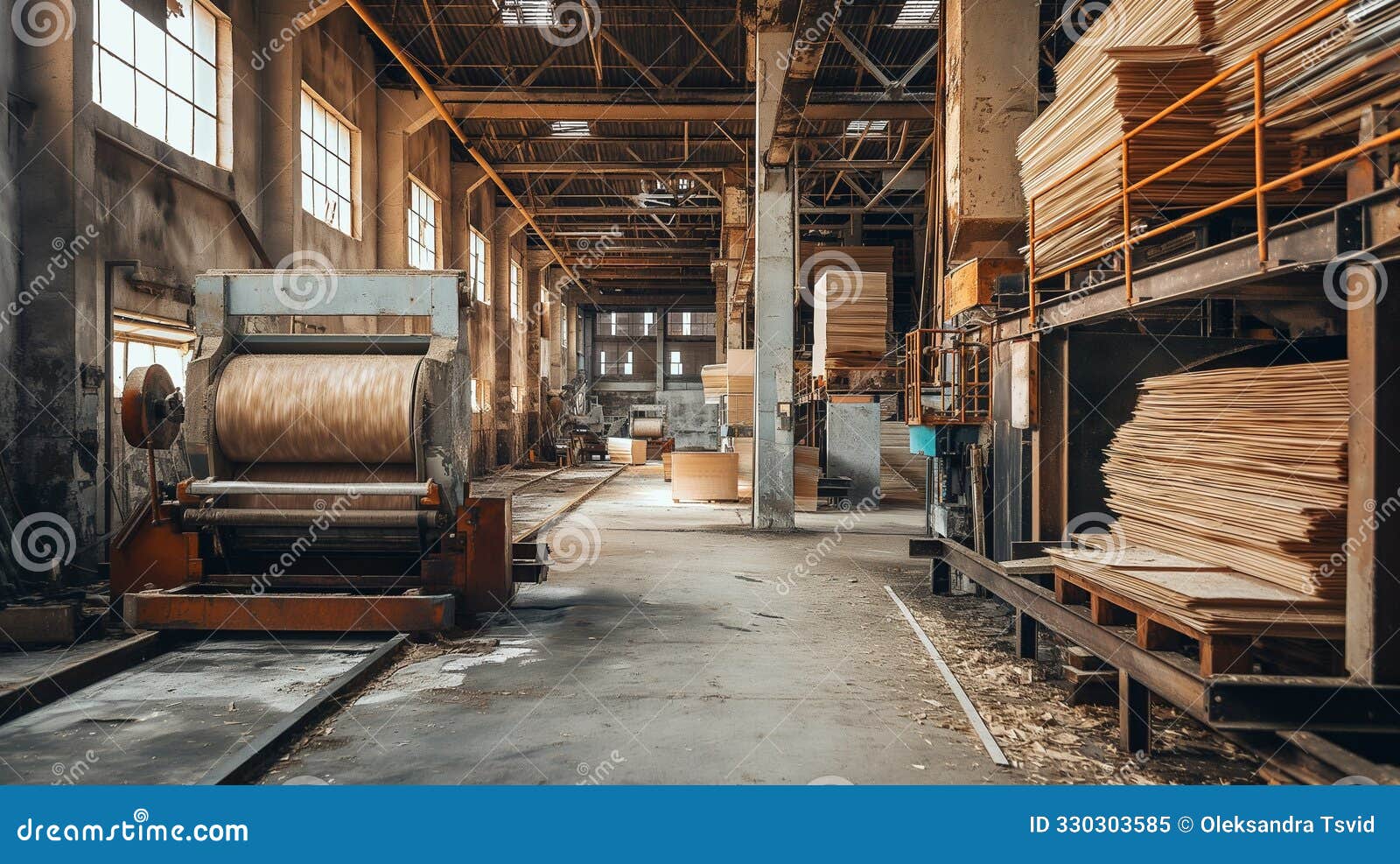 Paper Mill with Machines Processing Woo and Cardboard Stock Image ...
