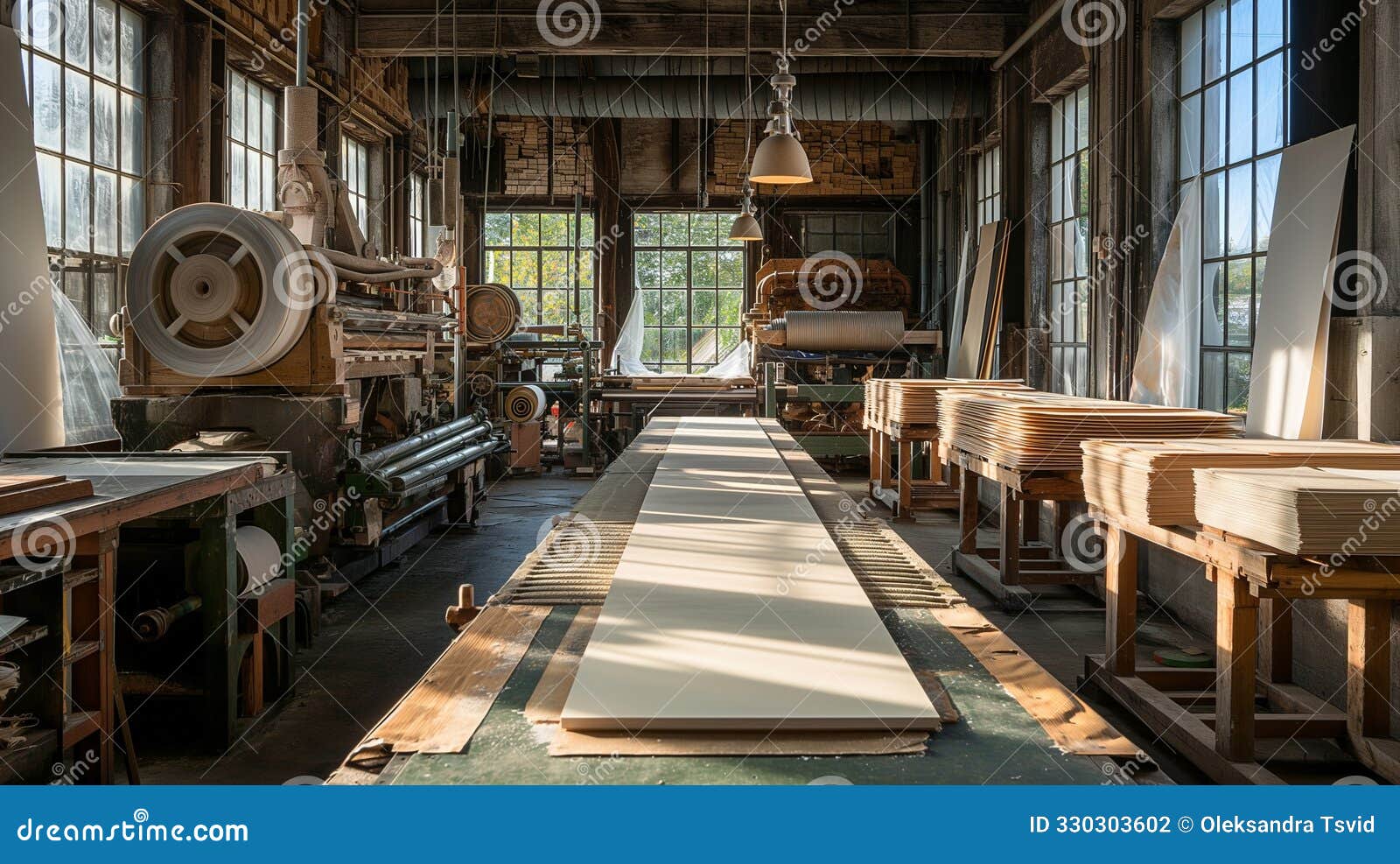 Paper Mill with Machines Processing Woo and Cardboard Stock Photo ...