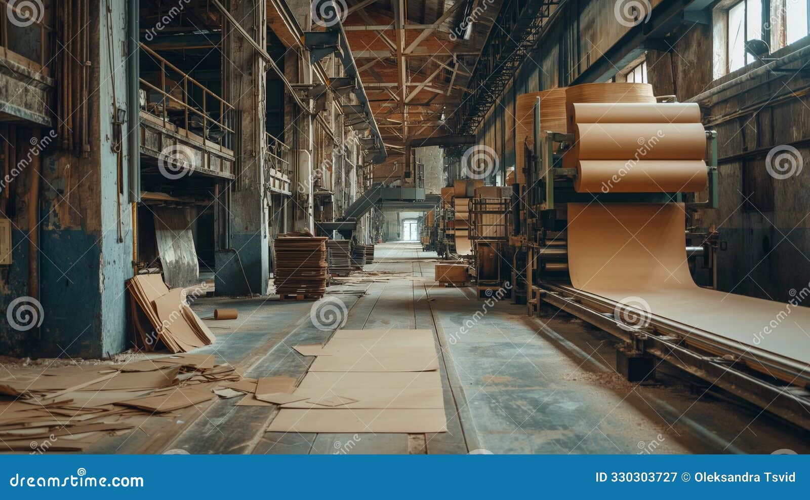 Paper Mill with Machines Processing Woo and Cardboard Stock Image ...