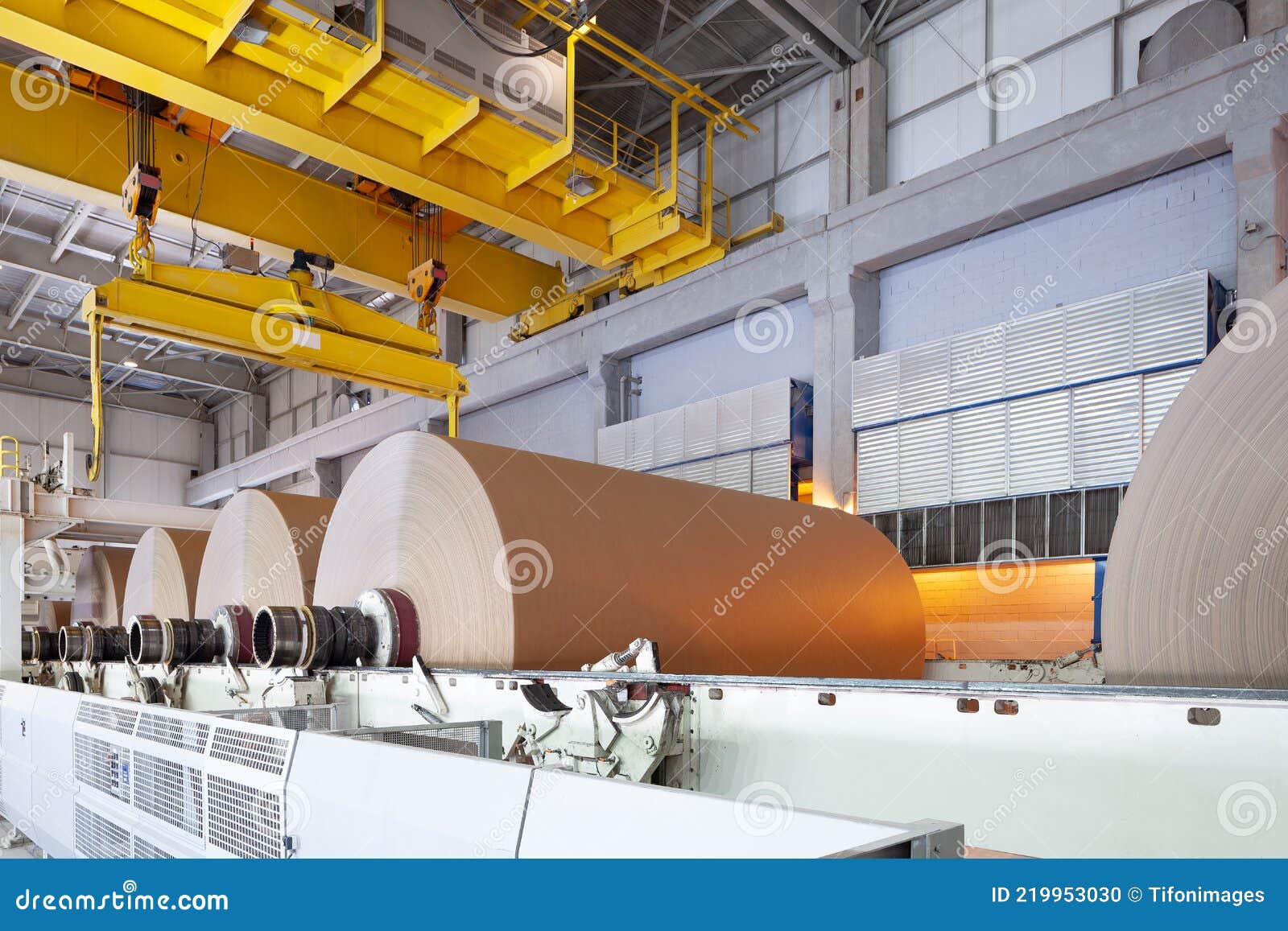 Paper mill plant stock photo. Image of cardboard, indoor - 219953030