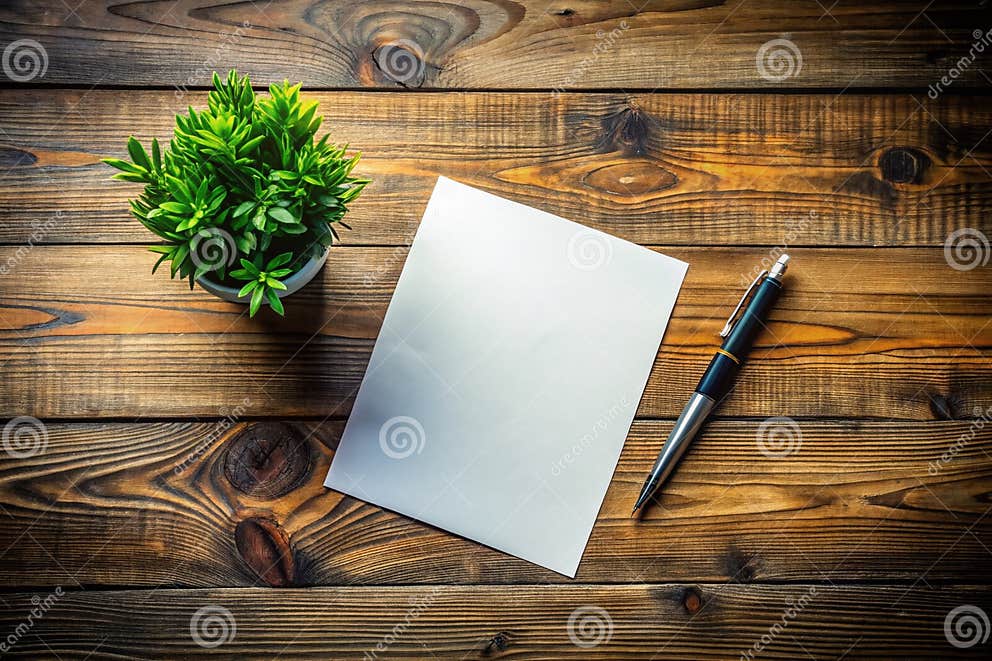 A4 Paper Mockup on Wooden Desk Inspiring Workspace Design for Document ...