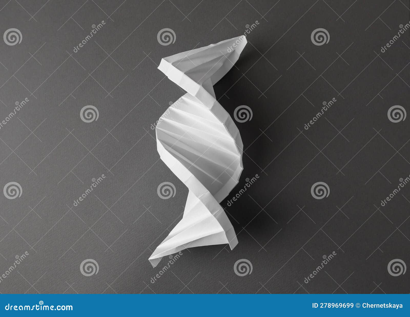 Paper Model of DNA Molecular Chain on Black Background, Top View Stock ...