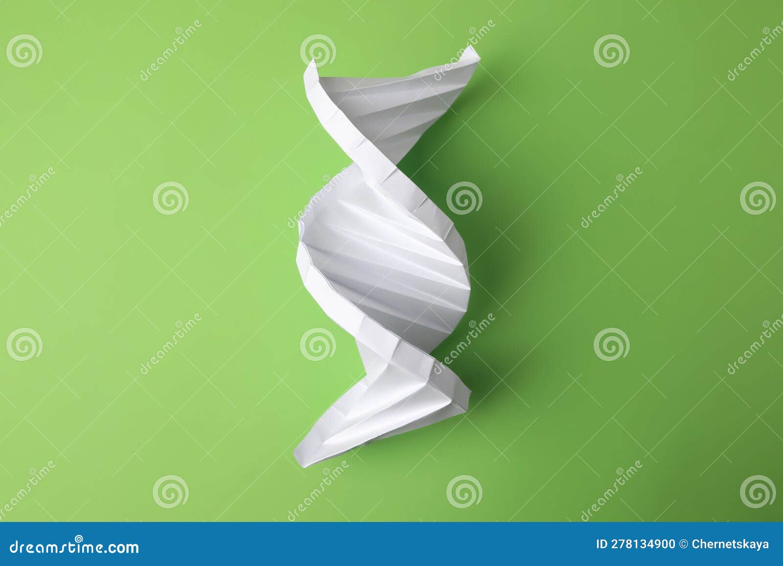 Paper Model of DNA Molecular Chain on Green Background, Top View Stock ...