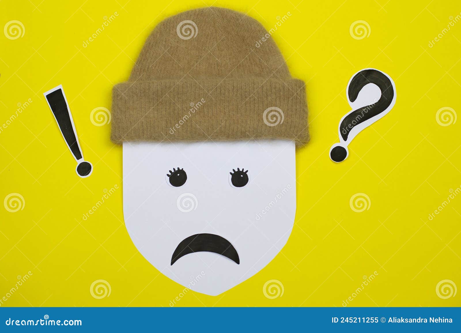 Paper Model of a Face Expressing Bewilderment, Question and Exclamation ...