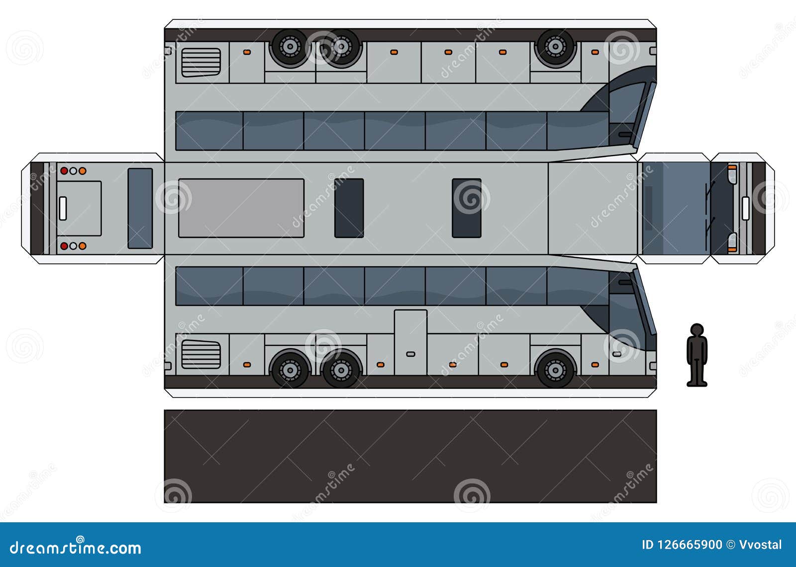 The Paper Model of a Gray Large Bus Stock Vector - Illustration of ...