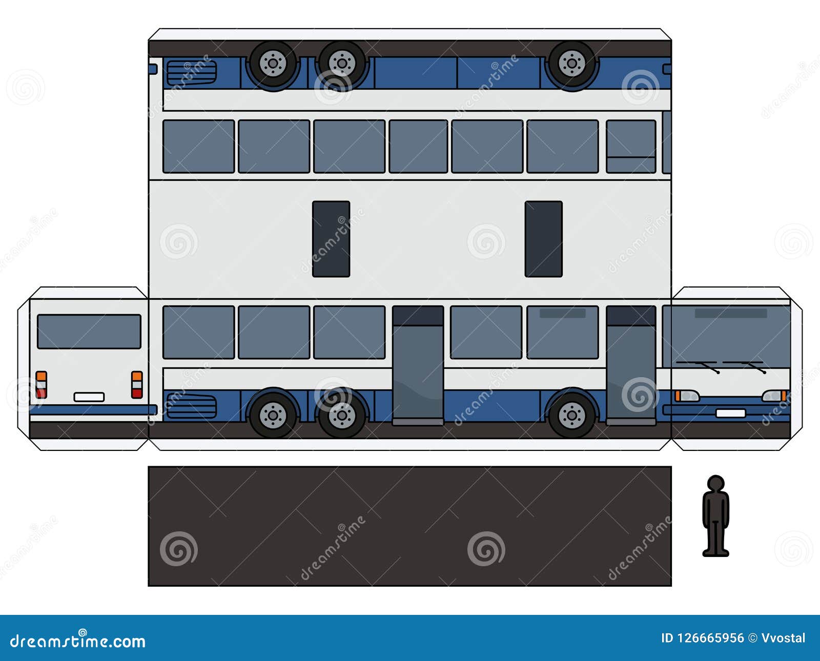 The Paper Model of a Long Bus Stock Vector - Illustration of black ...