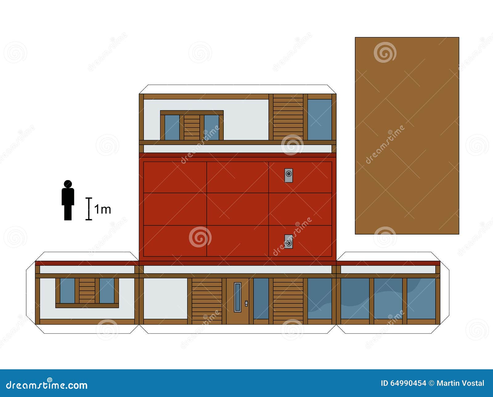 Paper Model of a Low Small House Stock Vector - Illustration of jogger ...