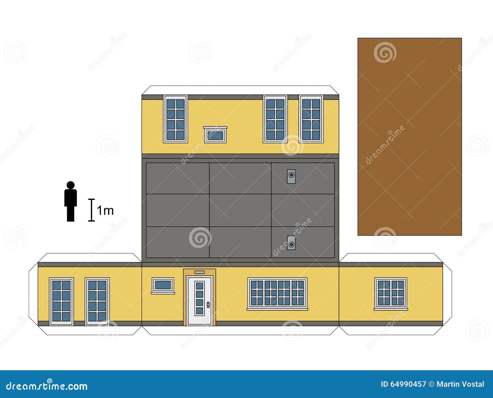 Paper Model of a Low Small House Stock Vector - Illustration of ...