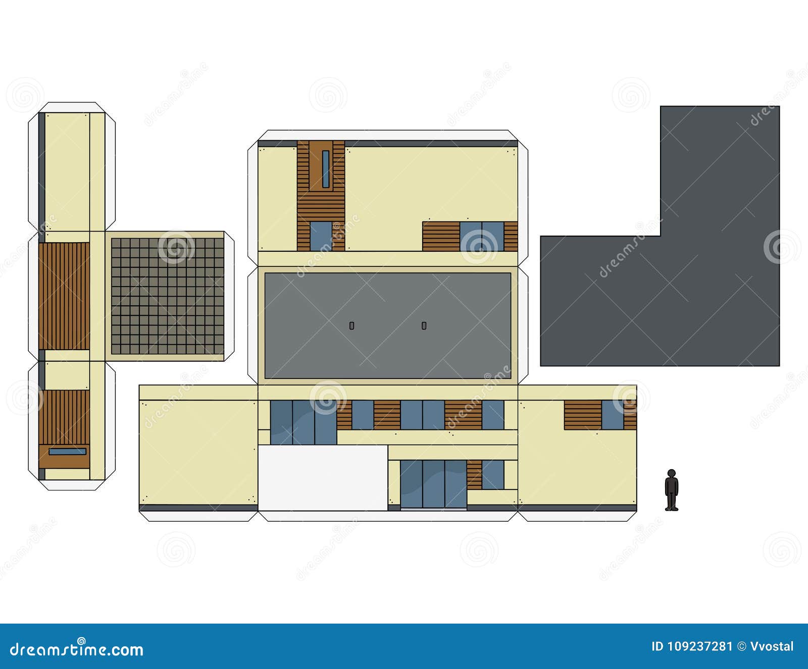 The paper model of a house stock vector. Illustration of cream - 109237281