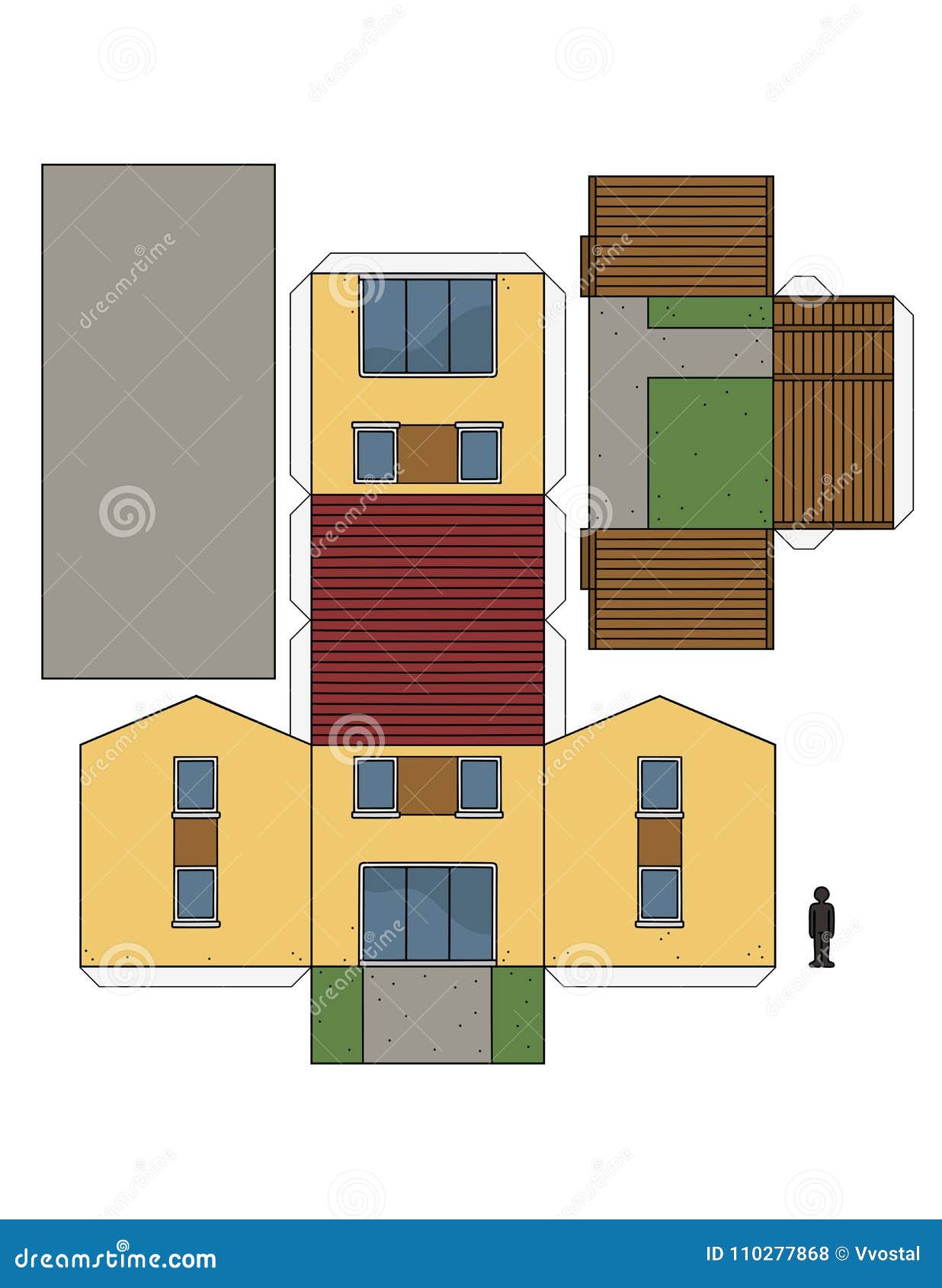 The paper model of a house stock vector. Illustration of yellow - 110277868
