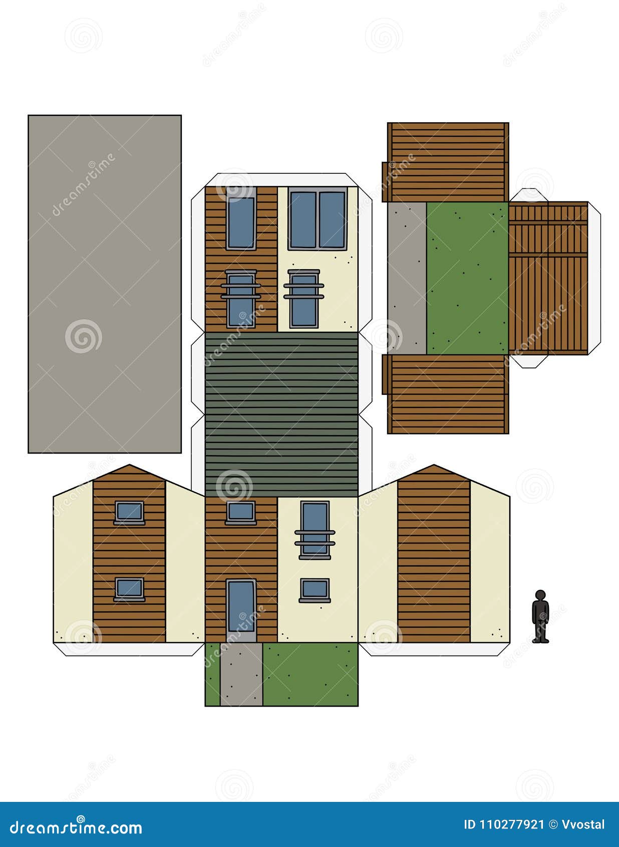 The paper model of a house stock vector. Illustration of cutting ...