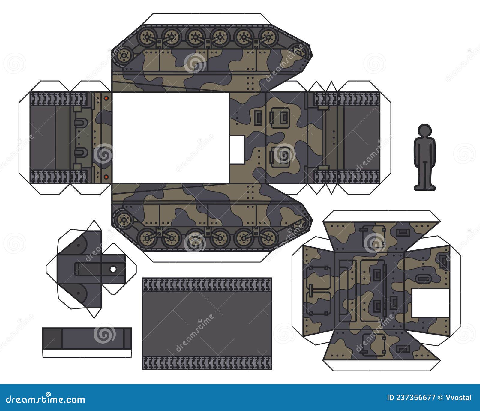 The Paper Model of an Old Self Propelled Gun Stock Vector ...