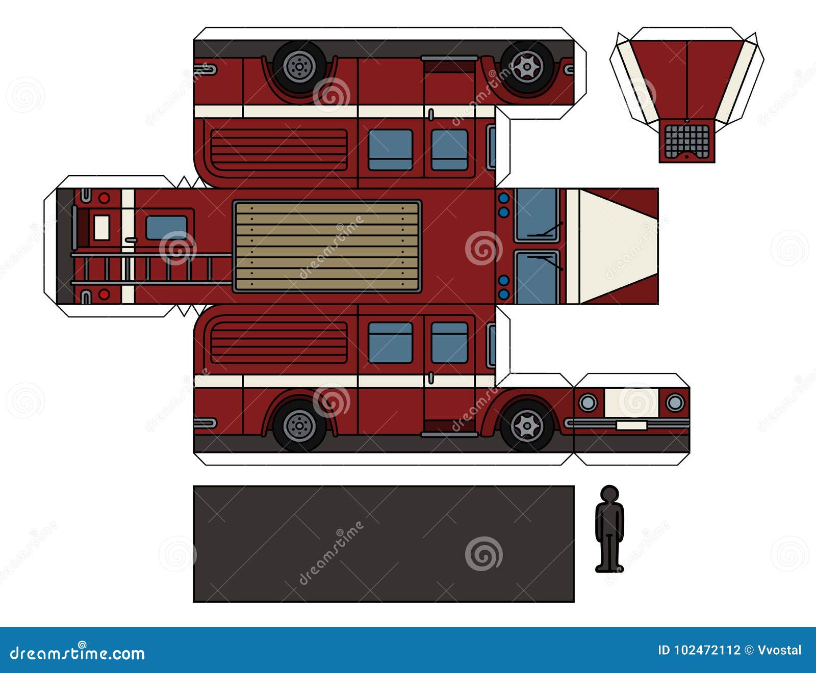 Paper Model of an Old Fire Truck Stock Vector - Illustration of ...