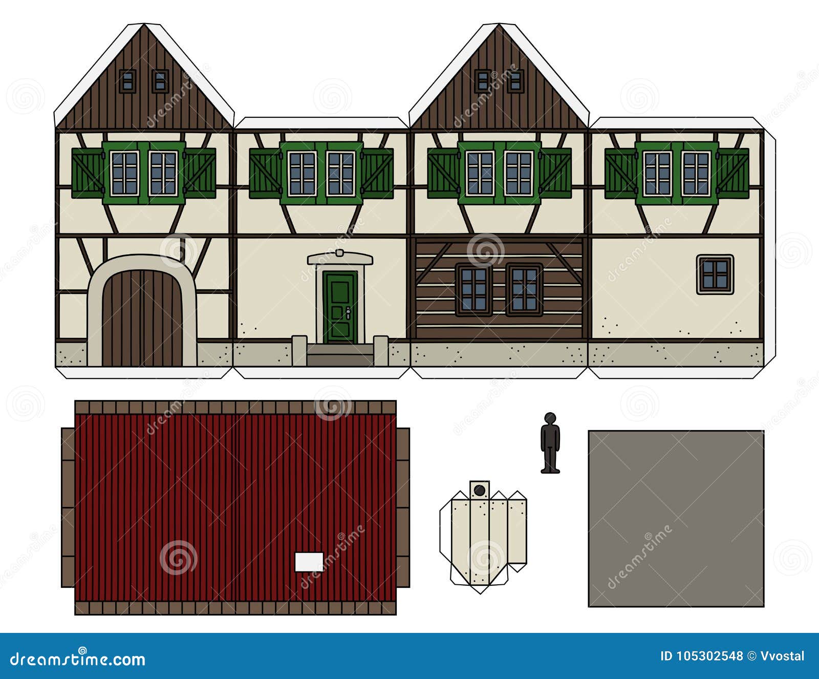 Paper Model of an Old Half Timbered House Stock Vector - Illustration ...