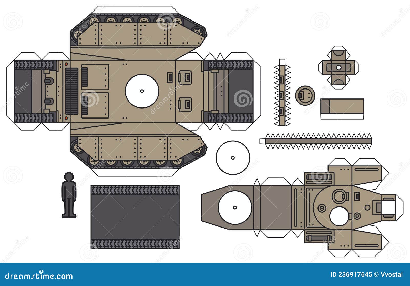 The Paper Model of an Old Sand Tank Stock Vector - Illustration of ...