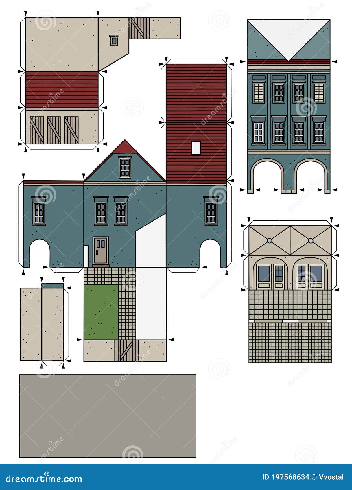 The Paper Model of an Old Town House Stock Vector - Illustration of ...