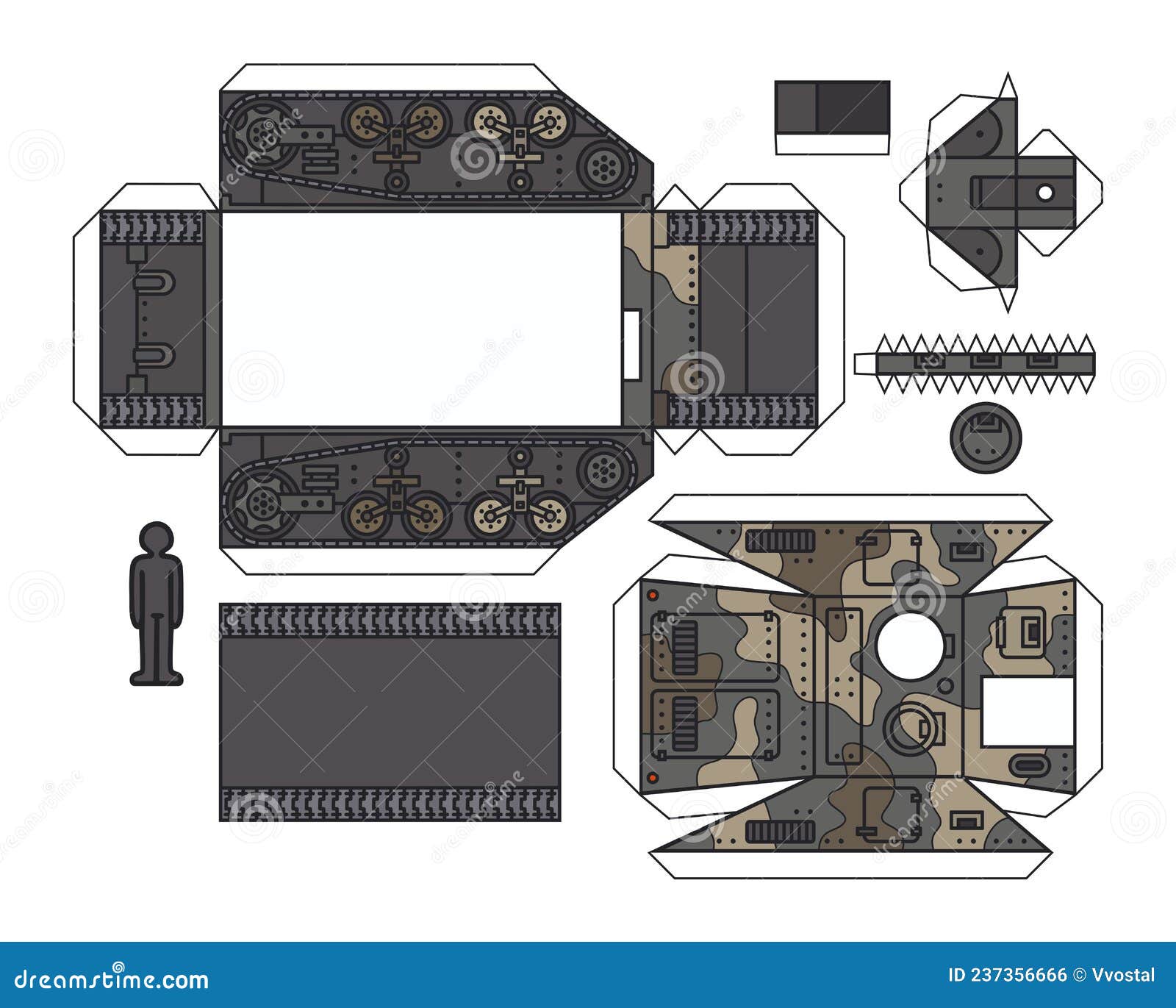 The Paper Model of a Vintage Self Propelled Gun Stock Vector ...