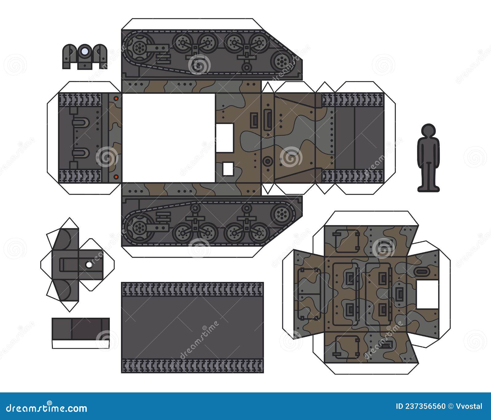The Paper Model of a Vintage Self Propelled Gun Stock Vector ...