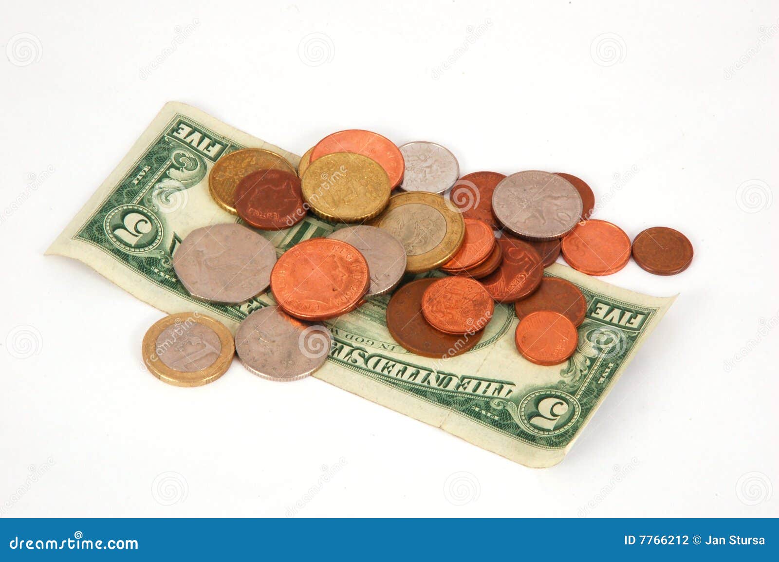 Paper money and coins stock photo. Image of financial - 7766212