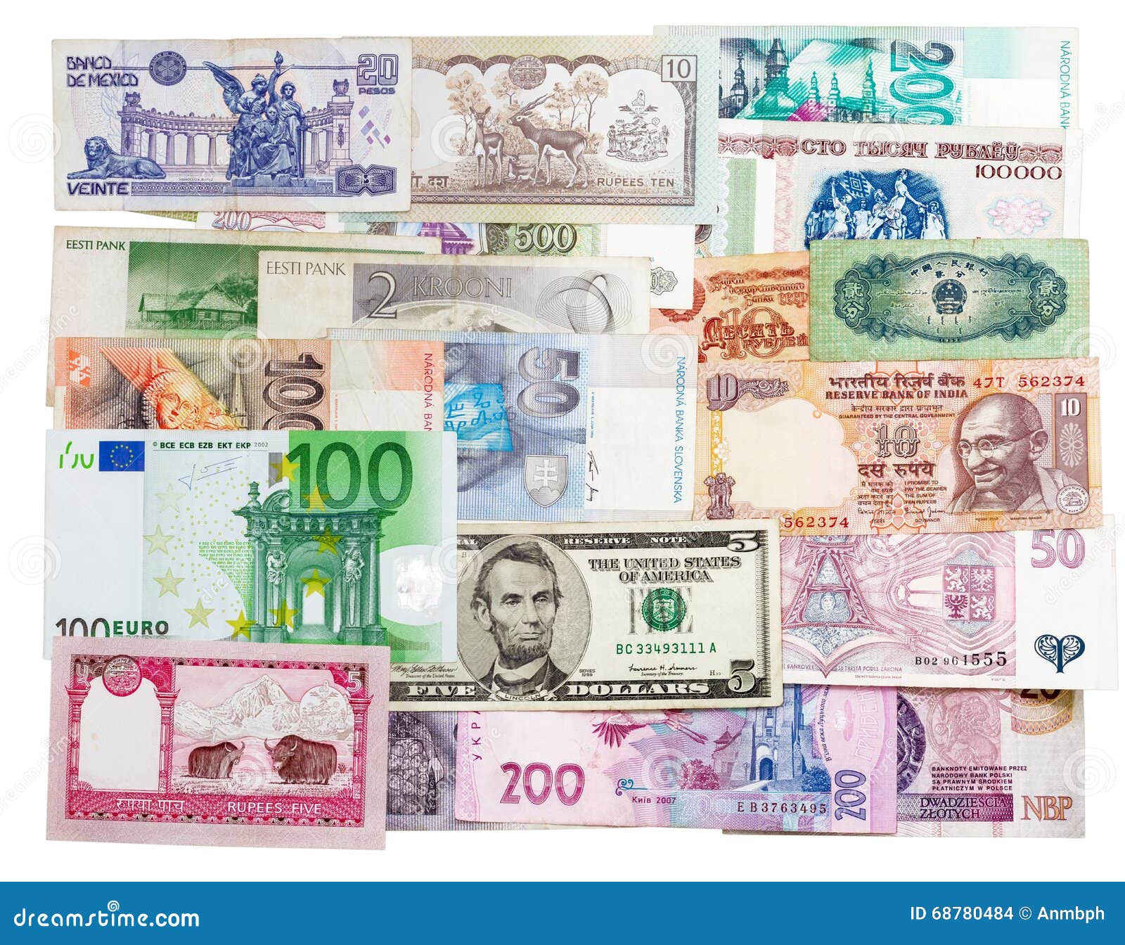 Paper Money Different Countries in Circulation at Different Time Stock ...