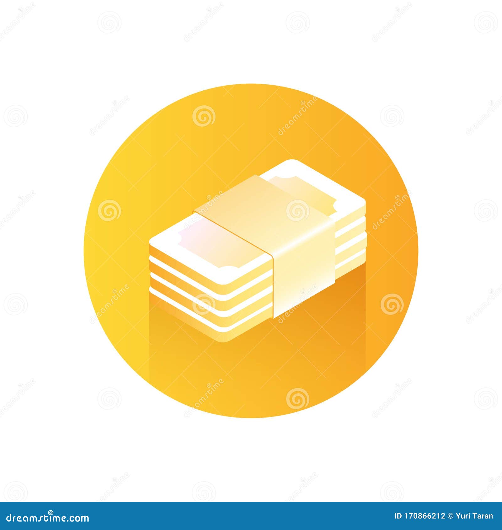 Paper Money Icon. Stack of Money on Orange Background. Modern Icon with ...