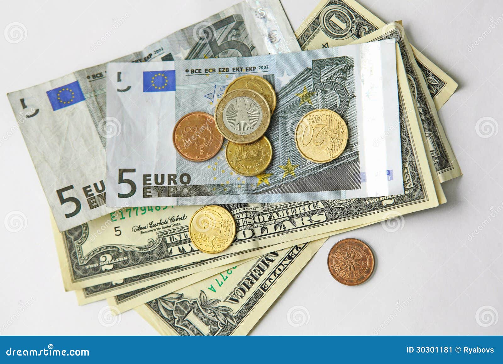 Paper Money on White Background Stock Image - Image of group, bacon ...