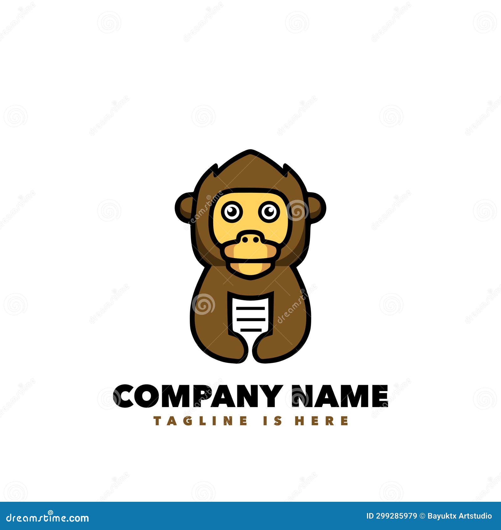 Paper Monkey Mascot Logo Design Stock Illustration - Illustration of ...