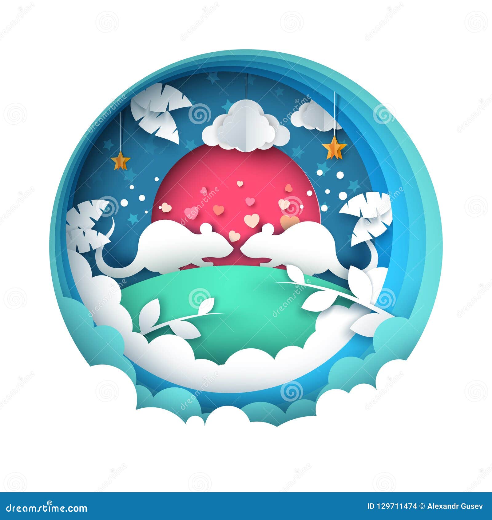 Paper Mouse Characters. Cartoon Paper Landscape Stock Vector ...