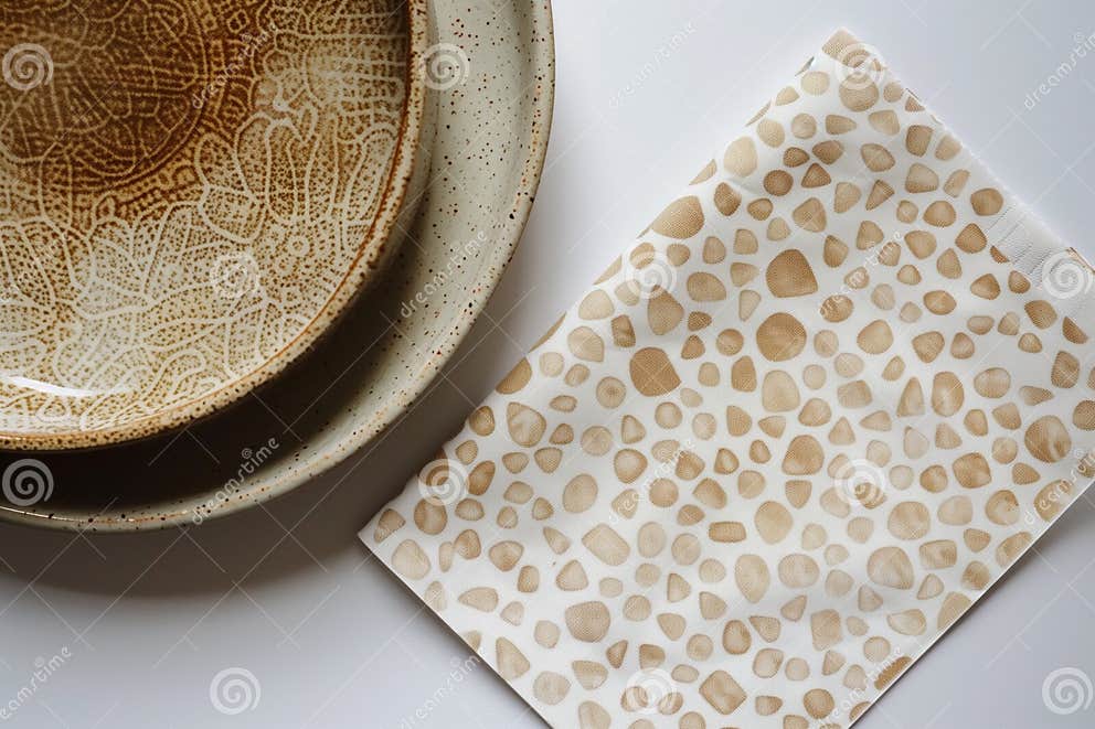 Paper Napkin with a Printed Pattern Lying Next To a Plate Stock Image ...