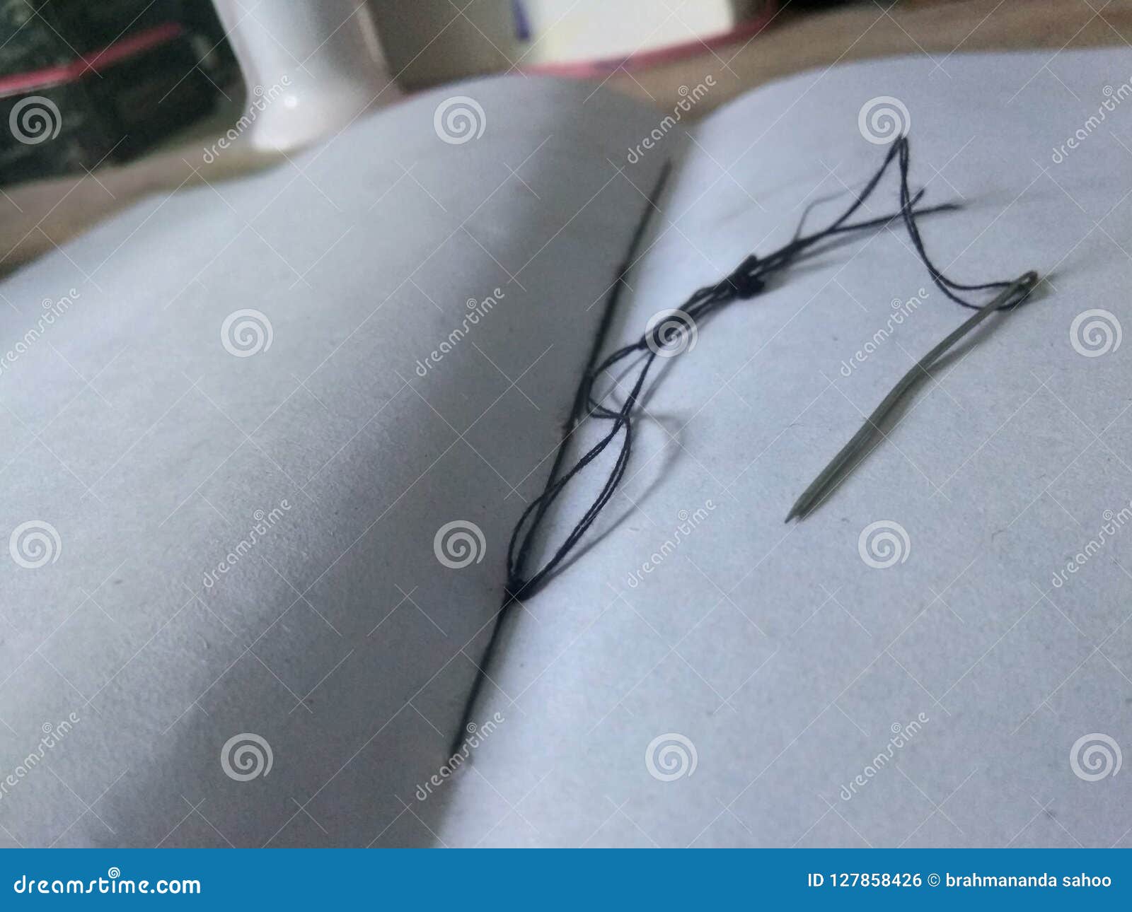 Paper with niddle stock photo. Image of white, paper - 127858426