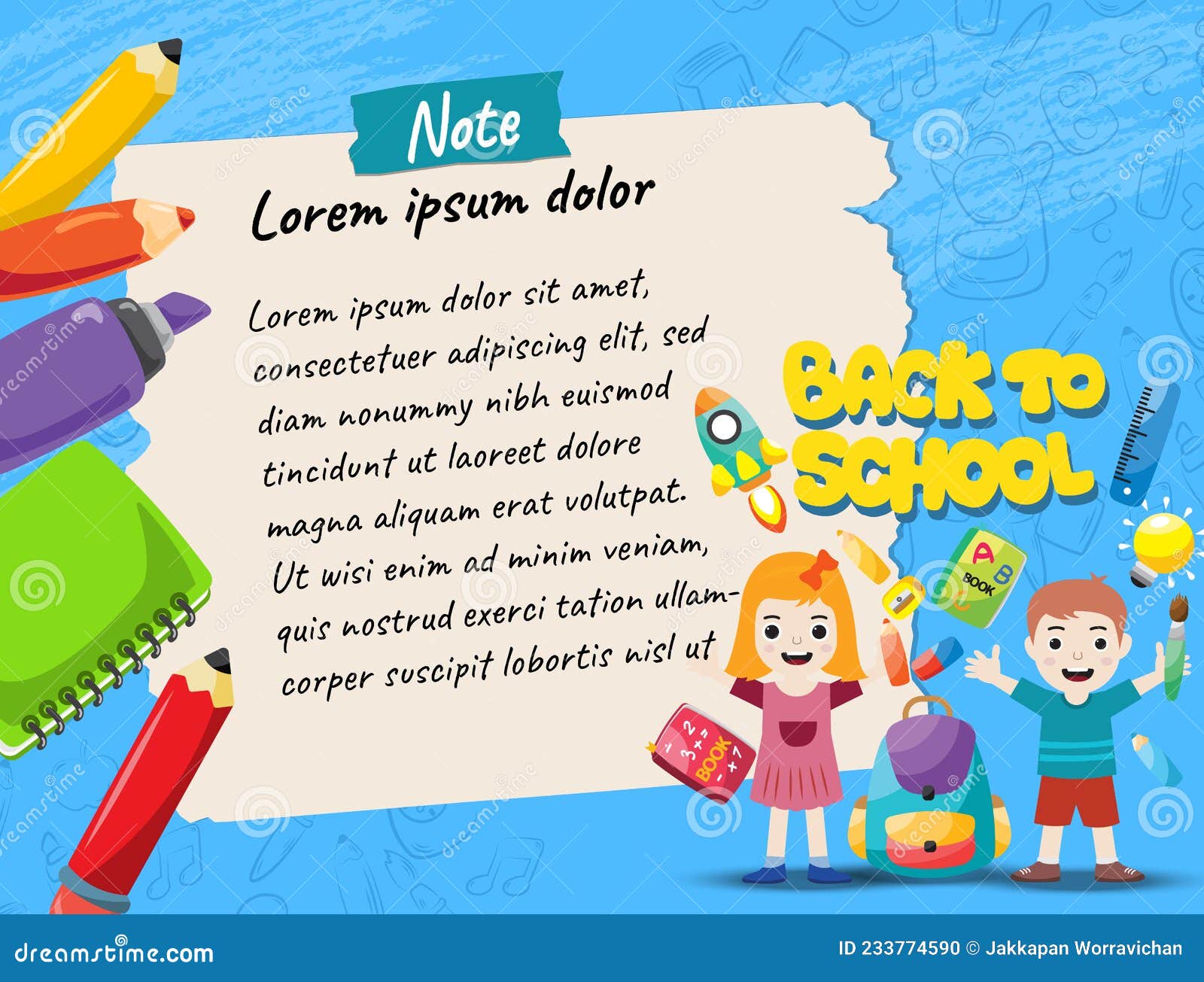 Paper Note Vector Frame Background Art Design Back To School 05 Stock ...