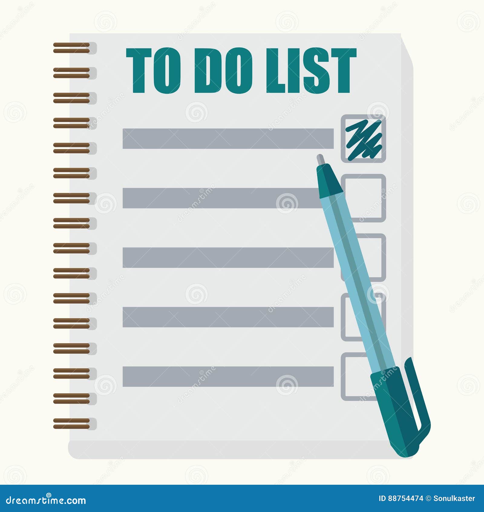 Paper Note Book with To Do List in Cartoon Style Stock Vector ...