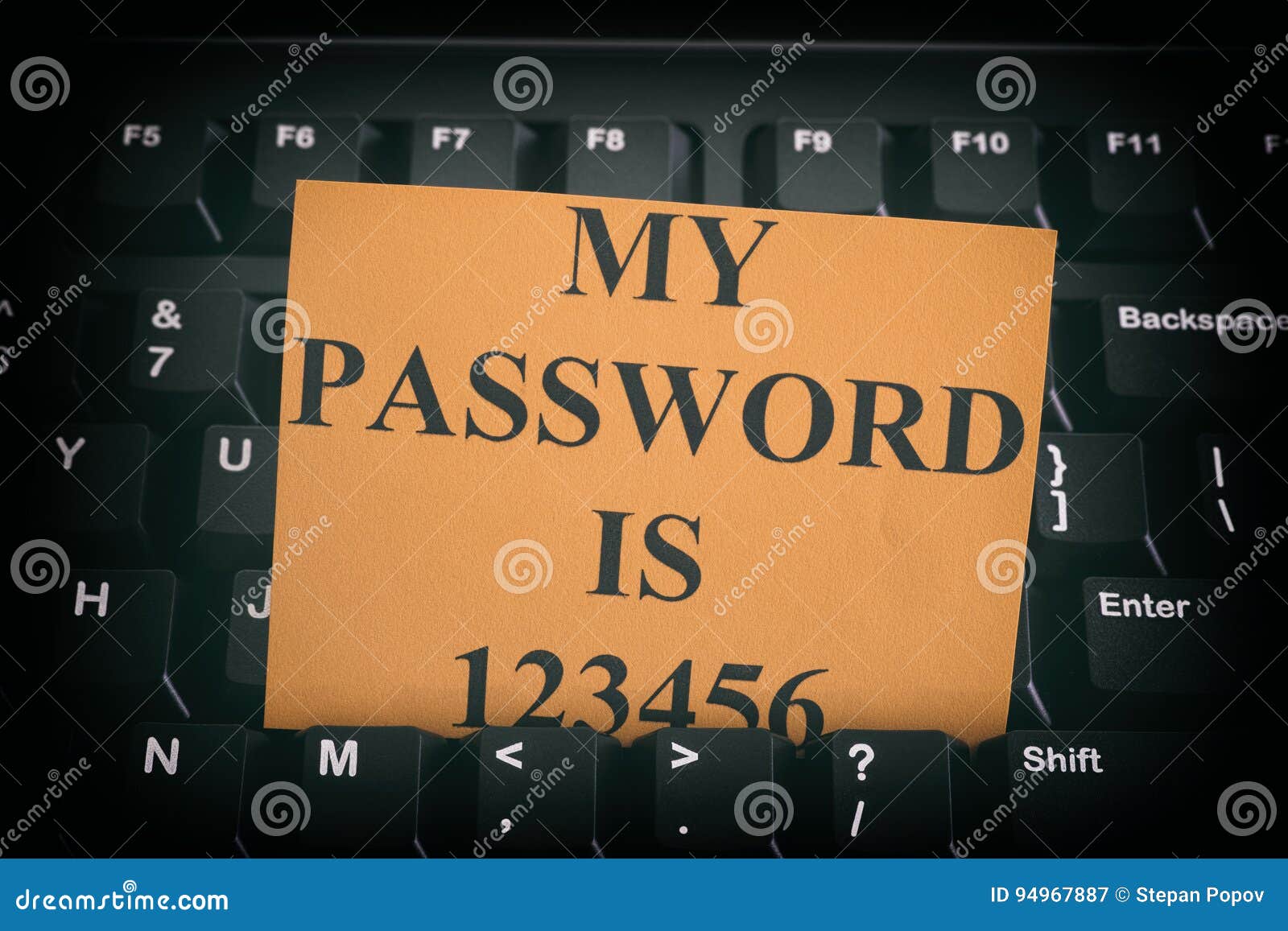 Paper Note with Easy Password on Black Computer Keyboard Stock Image ...